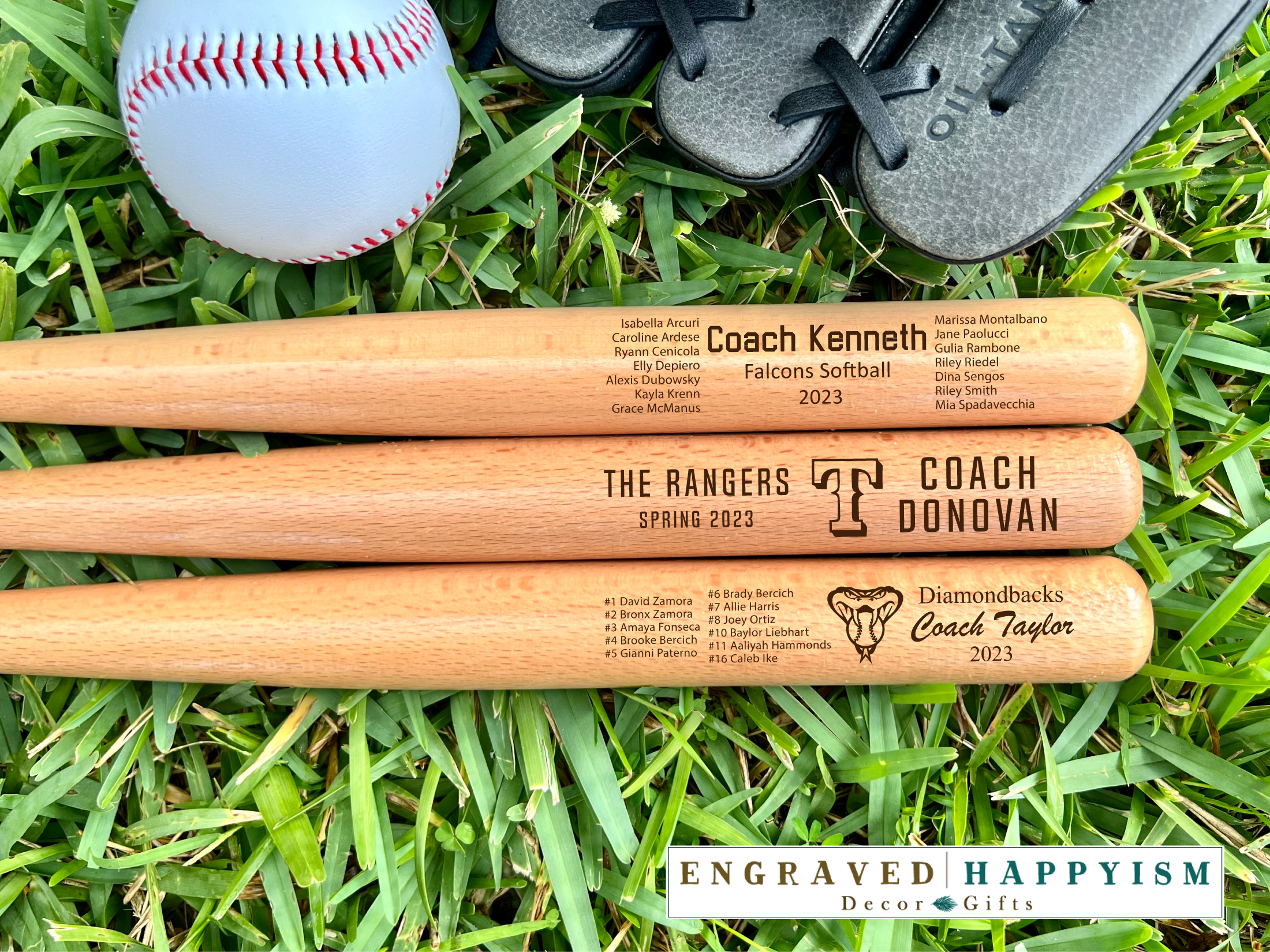 Miniature engraved coach bats mini coach bat baseball bat tee ball ...