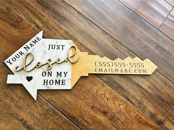 Real estate closing sign - Just closed on my home key sign – Happyism, Inc.
