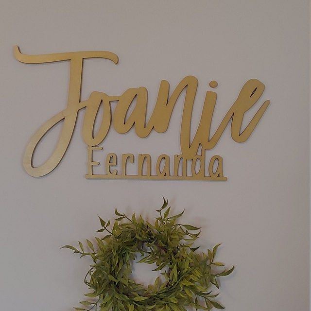 Wood First & Middle Name Sign - middle name underlined and attached ...